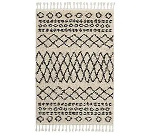 NOURISON HOME Moroccan Marrakesh Shag Cream 3'11' X '7' Area Rug - One-color