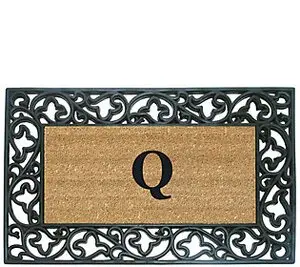 NEDIA HOME Monogrammed Acanthus 22' X 36' Rubbe R Coir Doormat - One-color
