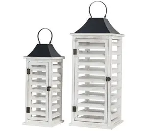 GLITZHOME Contempo Distressed Shutter Lanterns /2 - One-color