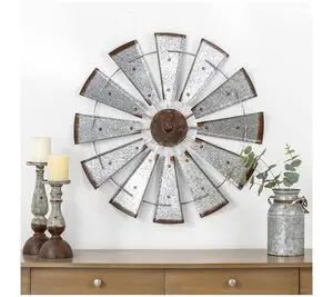 GLITZHOME Metal Galvanized Wind Spinner Wall Ha Nging Medium