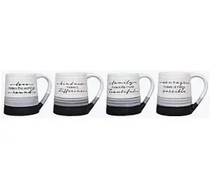 YOUNG'S INC. Set Of 4 Rustic Modern Ceramic Mug S - One-color