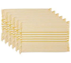 DESIGN IMPORTS Set Of 6 Stripes With Fringe Pla Cemat - One-color
