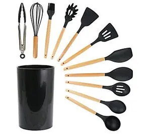 MEGACHEF 12 Piece Silicone & Wood Utensil Set - One-color