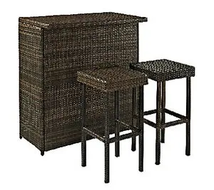 CROSLEY Palm Harbor 3-piece Outdoor Wicker Bar Et - One-color