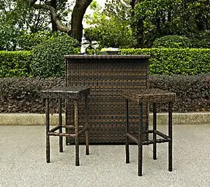 CROSLEY Palm Harbor 3-piece Outdoor Wicker Bar Et
