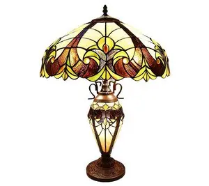RIVER OF GOODS 24.5'h Stained Glass Double Lit Ble Lamp - One-color