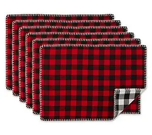DESIGN IMPORTS Set Of 6 Christmas Buffalo Check Placemat - One-color