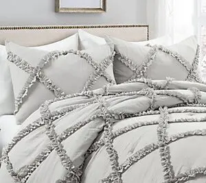 LUSH DECOR Ruffle Diamond 3-piece King Comforter Set Lu Sh Decor