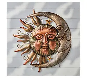 GLITZHOME Convertable Sun Moon Celestial Yard S Ake Wall Decor
