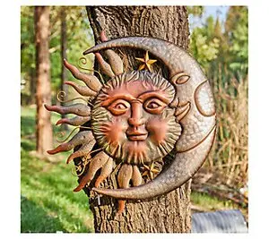 GLITZHOME Convertable Sun Moon Celestial Yard S Ake Wall Decor