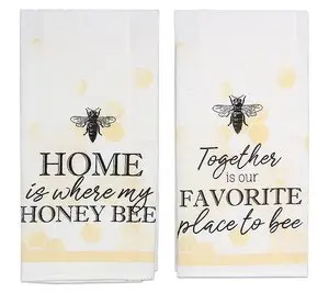 YOUNG'S INC. Young's Inc Set Of 2 Bee Tea Towels - One-color