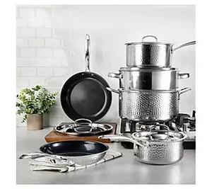 GRANITESTONE Stainless Steel Hammered 10 Piec E Cookware Set