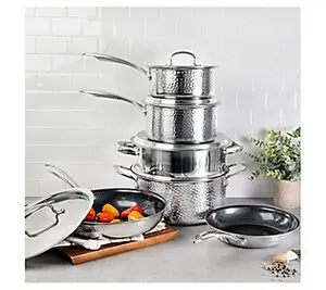 GRANITESTONE Stainless Steel Hammered 10 Piec E Cookware Set