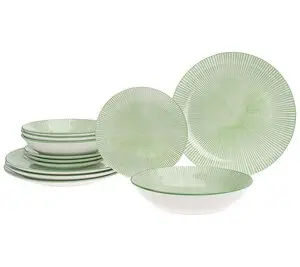 GODINGER Laura Green Porcelain 12 Piece Dinnerware Set - One-color
