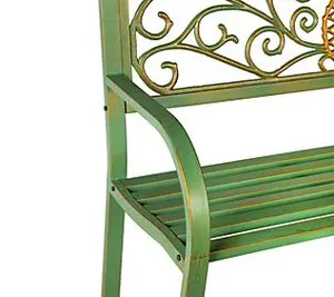 EVERGREEN Pineapple Metal Garden Bench Verdigris Eve Green