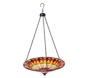 EVERGREEN 14' Glass Hanging Birdbath, Tiffany Evergree - One-color