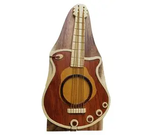 CARVER DAN'S Guitar Puzzle Box With Magnet Clos Ures