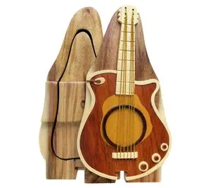 CARVER DAN'S Guitar Puzzle Box With Magnet Clos Ures