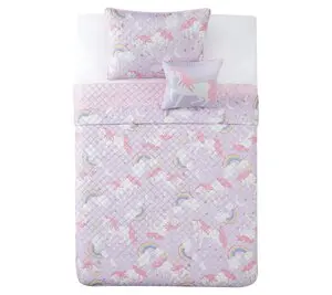 MY WORLD Rainbow Unicorn Full 4-piece Quilt Set