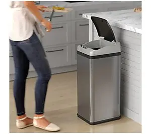 ITOUCHLESS 13-gal Rectangular Extra-wide Touchl Ess Trash Can