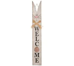 GLITZHOME Welcome Cute Easter Bunny Porch Sign Th Bunny Ears - One-color