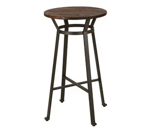 GLITZHOME Rustic Steel Bar Table With Elm Wood Ound Top - One-color