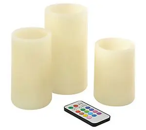 LUMABASE Battery Operated Wax Led Candles With Remote T Of 3 - One-color