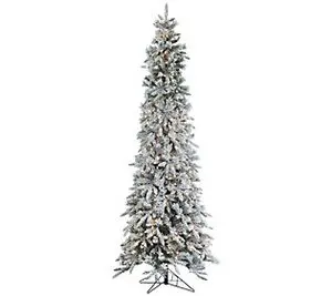 STERLING 9-ft Flocked Pencil Pine With 650 Clear Lights Y Co - One-color