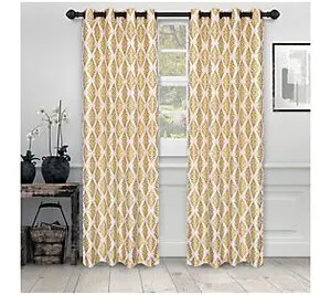 SUPERIOR Damask Jacquard Grommet Curtain Panel S/2 52' X 96 - One-color