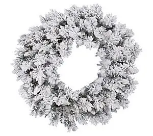 VICKERMAN 30' Flocked Snow Ridge Wreath By - One-color