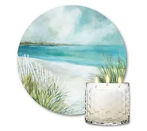 COURTSIDE MARKET Courtside Coastal Fences 8'x8' Art Board & 13.5 -oz Candle - One-color