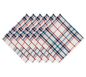 DESIGN IMPORTS Set Of 6 Lighthouse Plaid Napkin - One-color