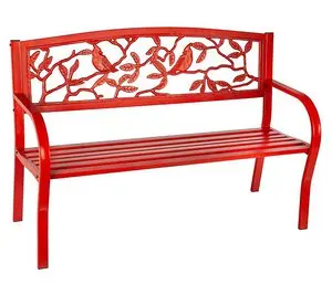 PLOW & HEARTH Cardinals Metal Garden Bench - One-color