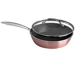 ORGREENIC 10' Hammered Rose Gold Pan With Lid - One-color