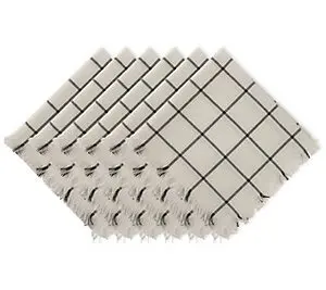 DESIGN IMPORTS Set Of 6 Check Fringed Napkins - One-color