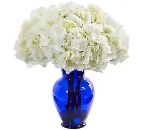 NEARLY NATURAL Hydrangea Artificial Arrangement In Vase Nea Rly Natural - One-color