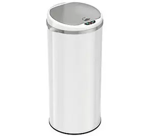 ITOUCHLESS Round 13-gallon Deodorizer Trash Can White - One-color