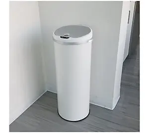 ITOUCHLESS Round 13-gallon Deodorizer Trash Can White