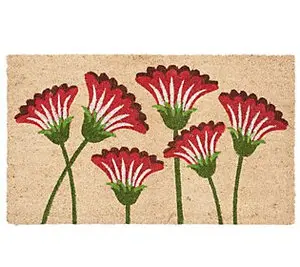 NATURE MATS BY GEO Red Floral Doormat With Pvc Backing - One-color