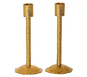 COPA JUDAICA Hammered Gold Candle Stick Holders - One-color