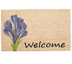 NATURE MATS BY GEO Purple Floral Welcome Doormat With Pvc Backing - One-color