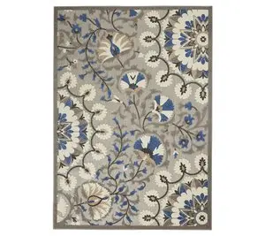 HOMEROOTS 5'3' X 7'5' Gray & Blue Vines Indooro Tdoor Area Rug - One-color