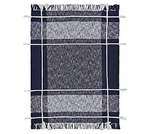 OX BAY TRADING CO. Ox Bay Trading Navy/white Braided Plaid Throw Blanket - One-color