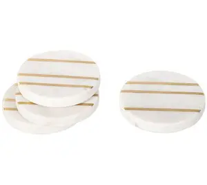 GODINGER Set Of 4 Marble Round Coasters - One-color