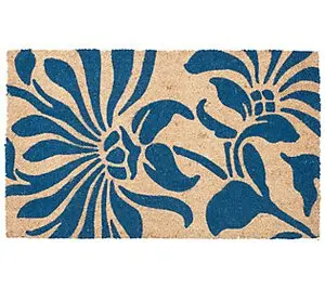 NATURE MATS BY GEO Blue Floral Doormat With Pvc Backing - One-color