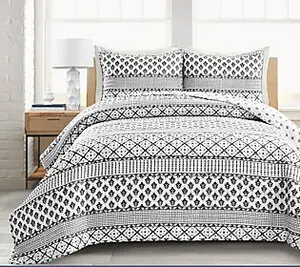 LUSH DECOR Monique Stripe 3pc King Quilt Set By - One-color