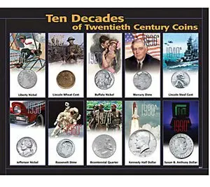 AMERICAN COIN TREASURES 10 Decades 20th Century Coins - One-color