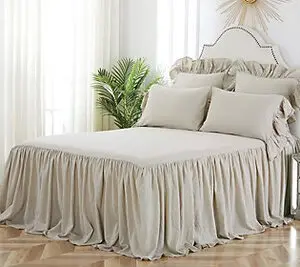 C&F HOME Ruffled Queen Bedspread Natural - One-color