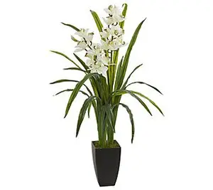 NEARLY NATURAL 39' Cymbidium Orchid Artificial Plant By - One-color