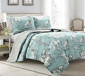 LUSH DECOR French Country Toile Cotton 3pc King Quilt Set - One-color